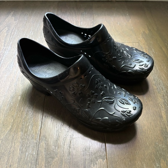 Dansko | Shoes | Dansko Black Waterproof Clogs With Embossed Design ...